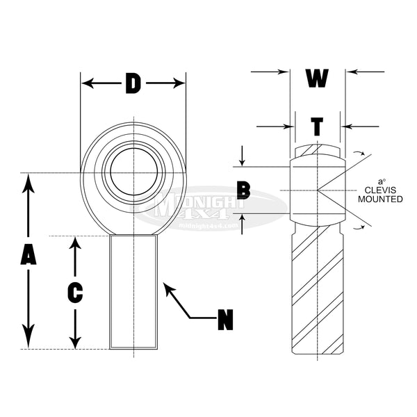 1" Race Series Rod End - JMX16-1T – Midnight 4x4